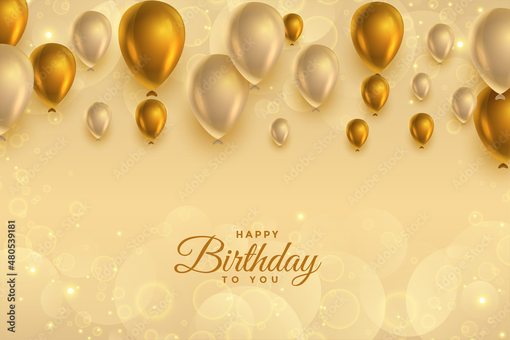 happy birthday background in golden theme Stock Vector | Adobe Stock
