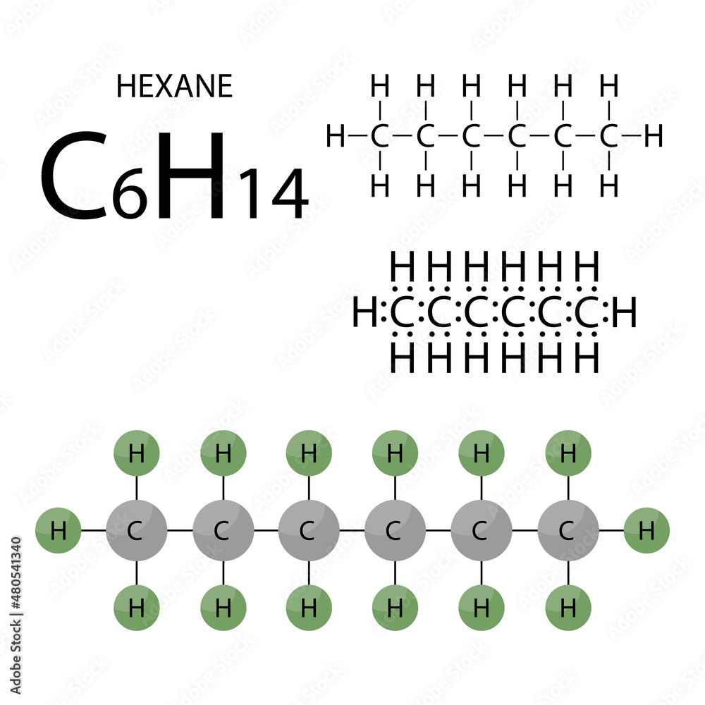 Hexane Organic Chemical Compound Molecule Stick Model Structural Hexane Organic Chemical Compound Molecule Stick Model Structural
