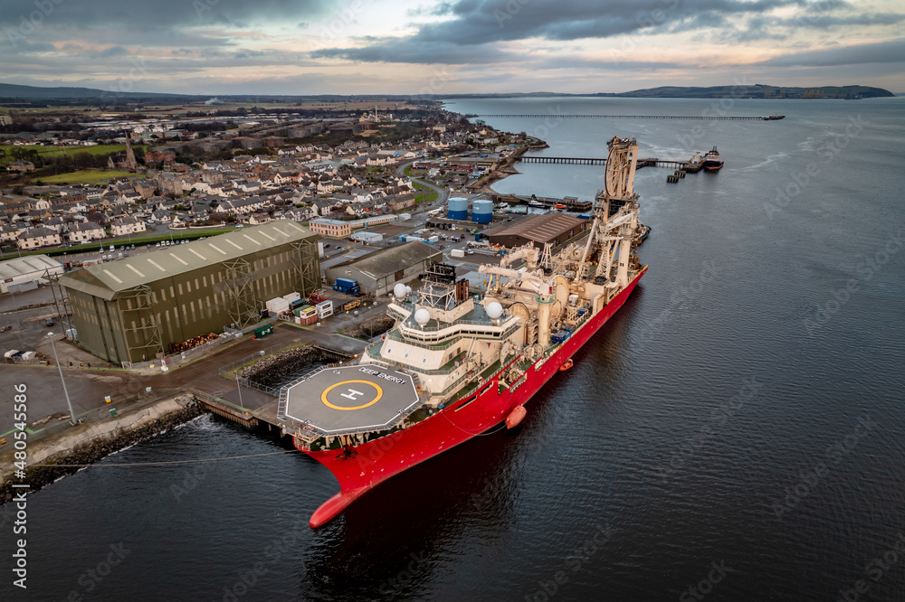 Pipe Laying Ship Used in the Oil and Gas Industry Docked at Port Stock ...