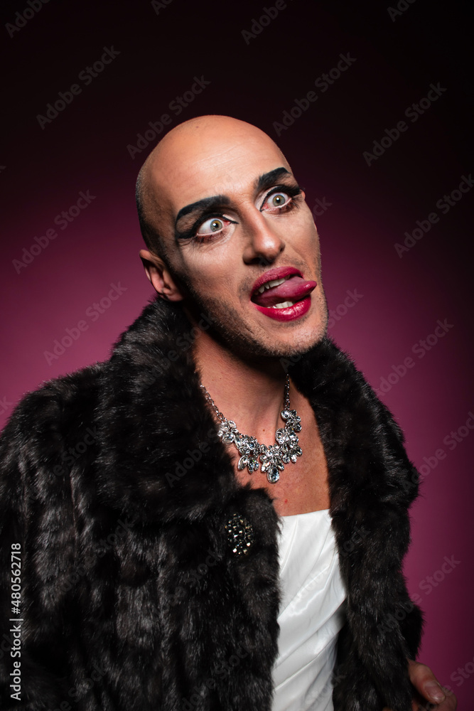 Cute freaky handsome gender fluid transgender gay man wearing fake fur ... Cute freaky handsome gender fluid transgender gay man wearing fake fur ...