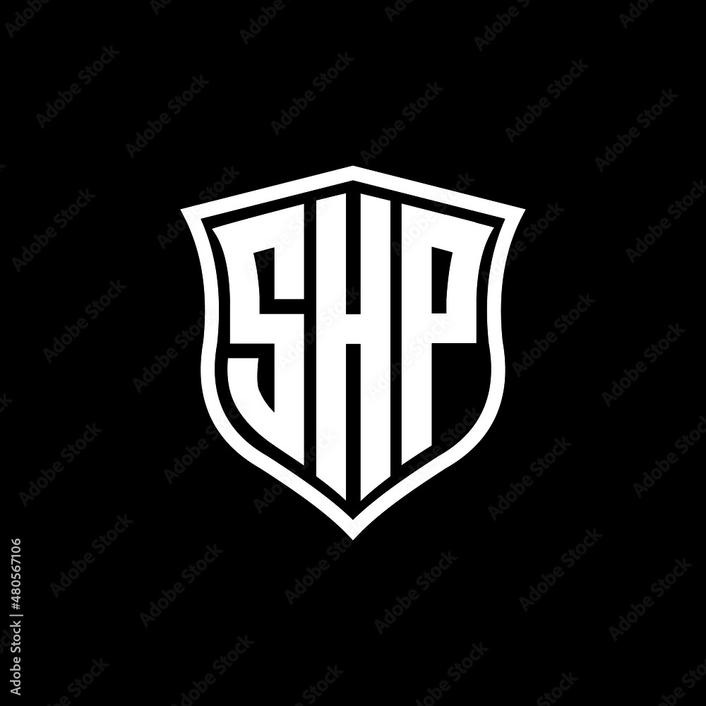 SHP letter logo design with black background in illustrator, vector ...