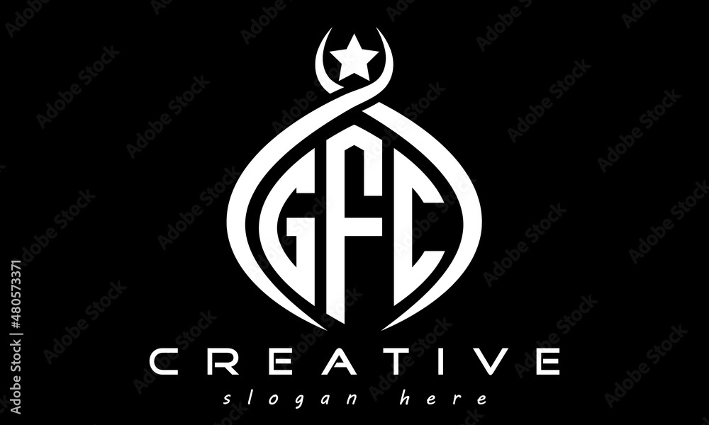 GFC three letters monogram curved oval initial logo design, geometric ...