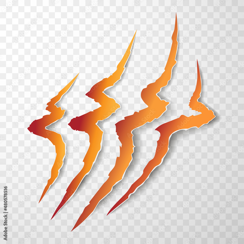 Orange color of animal claw marks, scratches, talons cuts cat, tiger ...