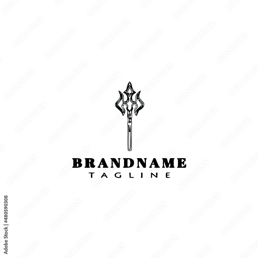 trident cartoon logo icon design template black vector illustration ...