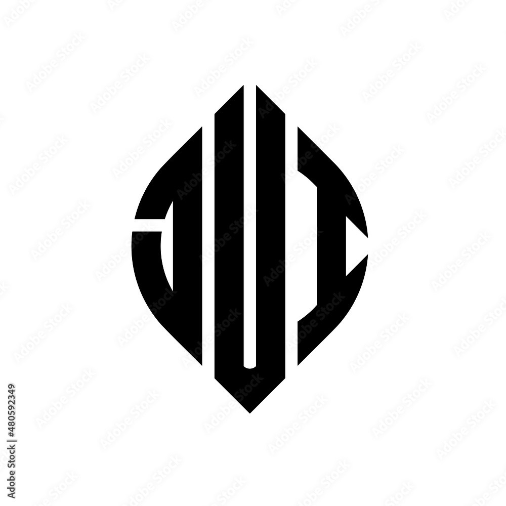 JUI circle letter logo design with circle and ellipse shape. JUI ...