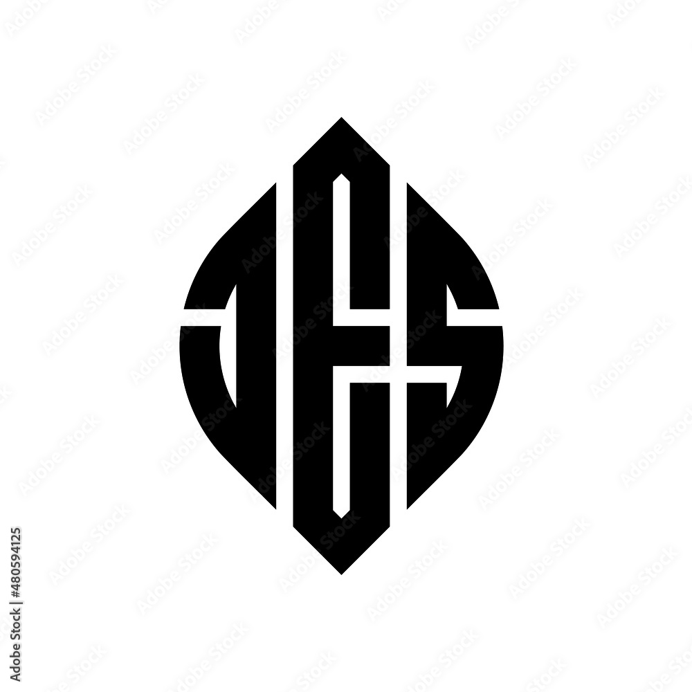 JES circle letter logo design with circle and ellipse shape. JES ...