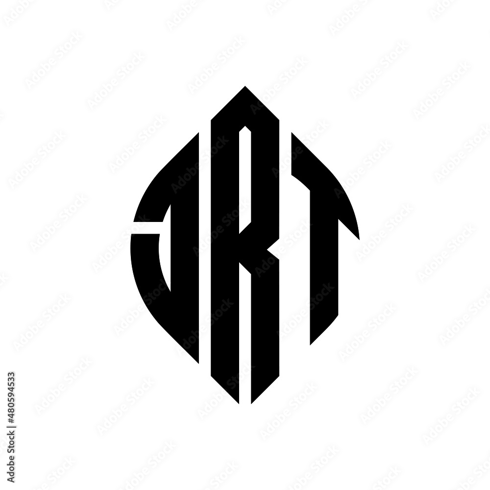 JRT circle letter logo design with circle and ellipse shape. JRT ...