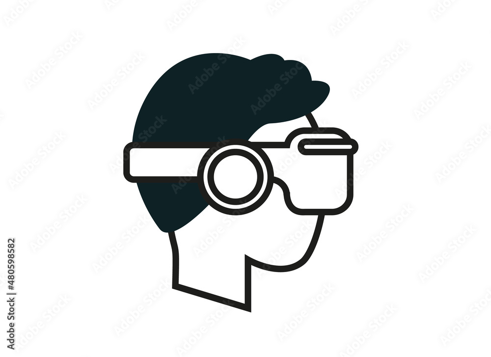 Metaverse logo. Man in vr mask, online internet. Virtual reality vector ...