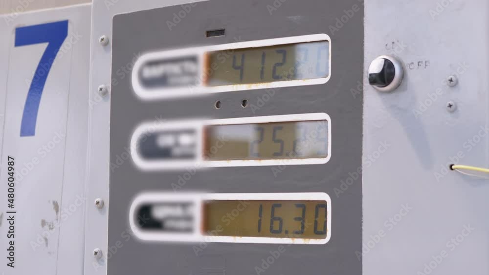 Electronic Counter of Gas, Fuel at Gas Station. Refilling car. Display ...