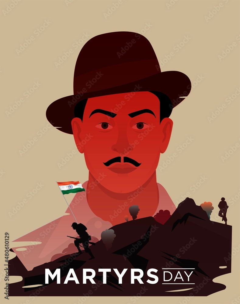 Vetor de 23 March 1931: Martyrs day Indian freedom fighter Bhagat Singh ...