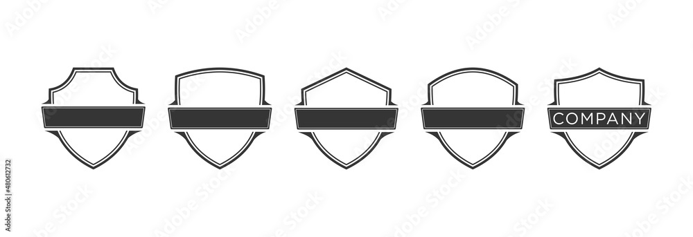 Set of blank shield icon logo template on transparent background ...