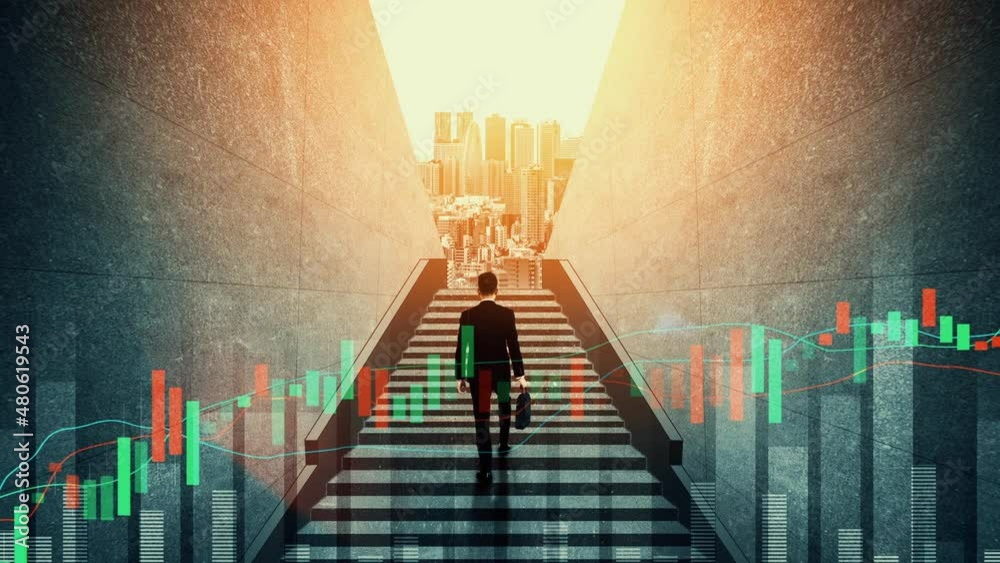Business growth potential concept with virtual graphic of financial ...