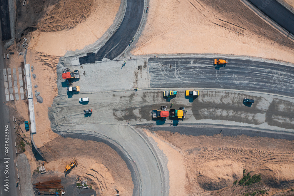 Road Construction of large expressway: road construction equipment ...