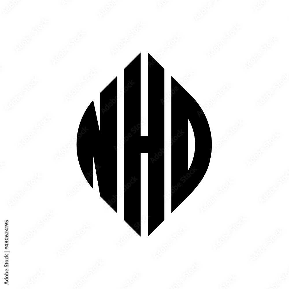 NHO circle letter logo design with circle and ellipse shape. NHO ...
