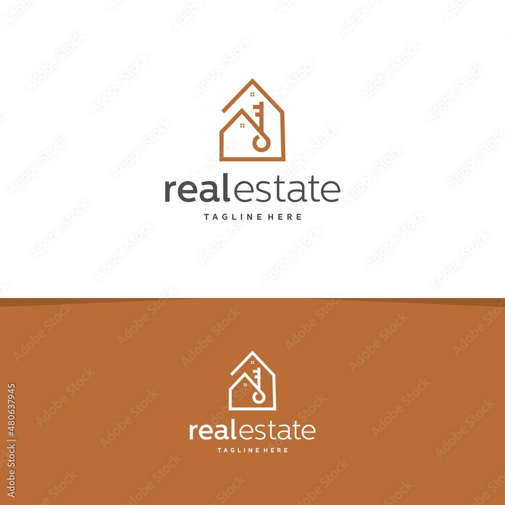 key house logo with linear concept. good for real estate, mortage ...