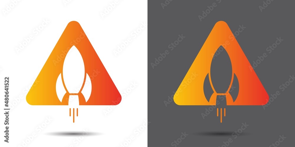 Triangle rocket logo, rocket launch with triangle logo, letter A with ...