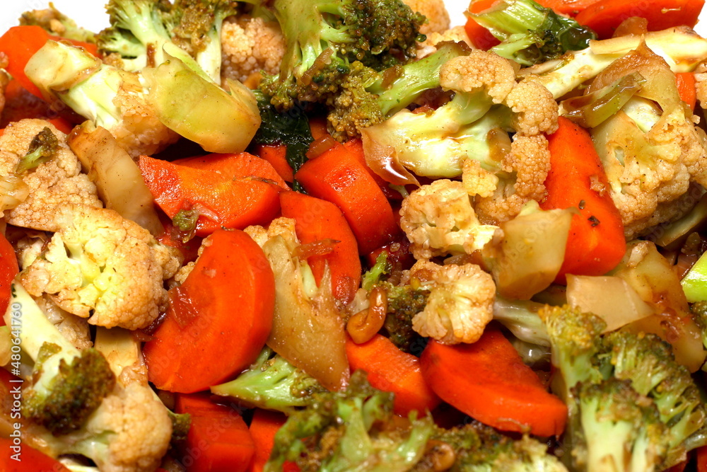 legumes cozidos, Cenoura com brócolis com couve flor cozidos, refeição ...