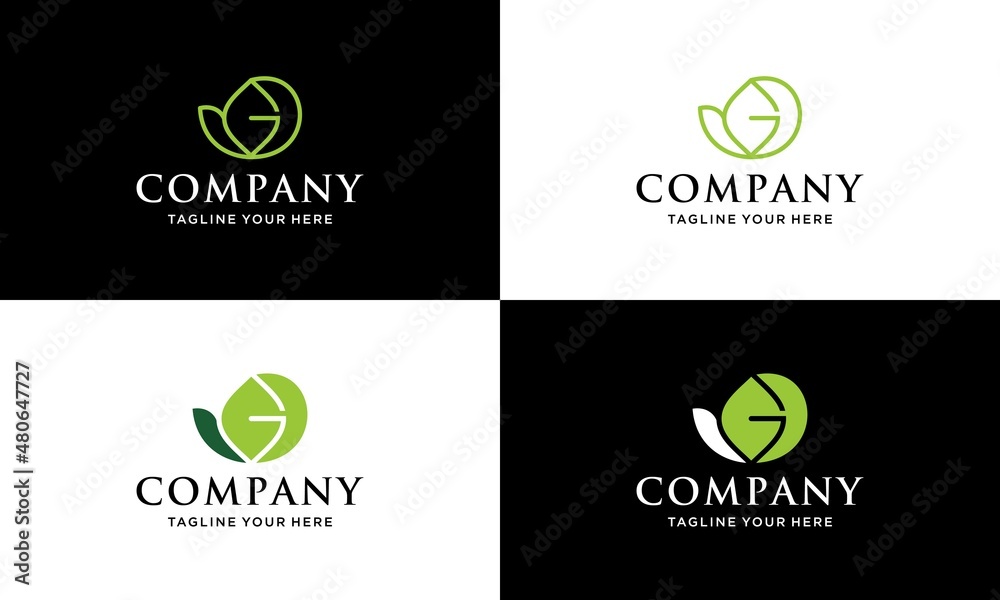 simple, clean and modern G letter and leaf logo design vector icon ...