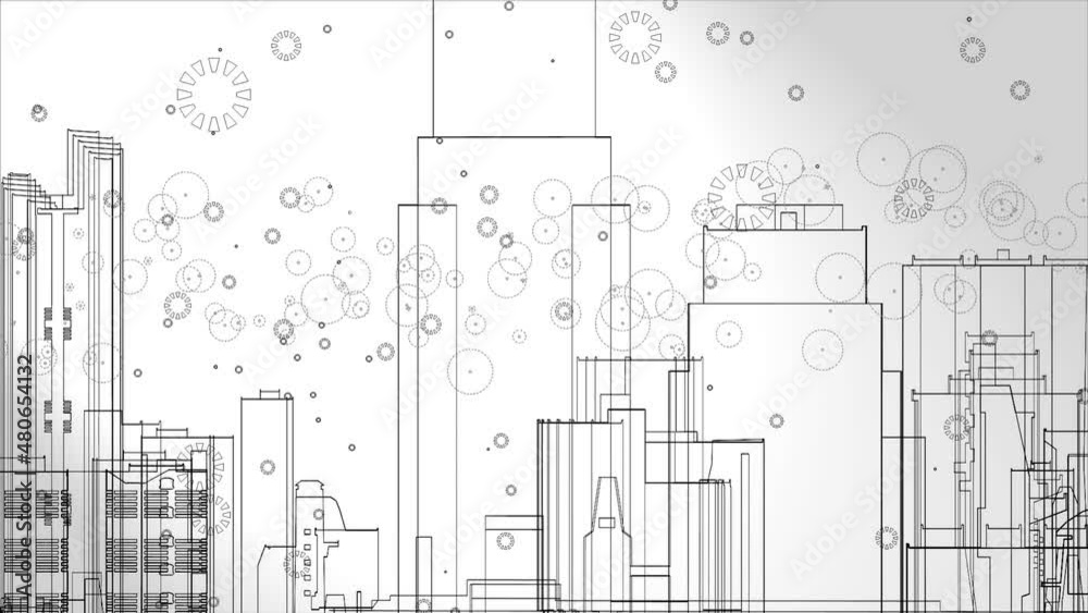 2d animation, a city with wind and snow particles ( line art ) 素材庫影片 ...