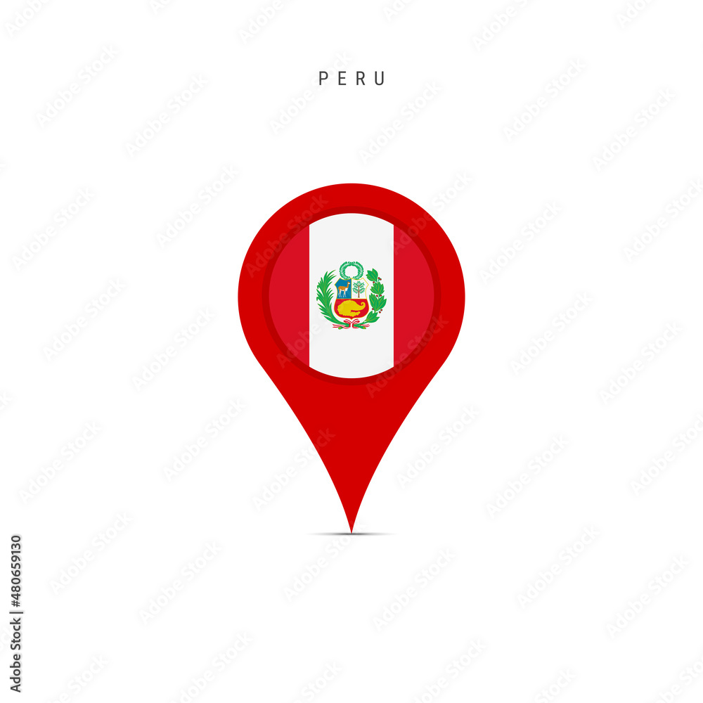 Teardrop map marker with flag of Peru. Peruvian flag inserted in the ...