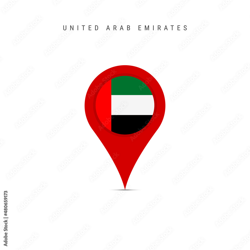 Teardrop map marker with flag of United Arab Emirates. UAE flag ...
