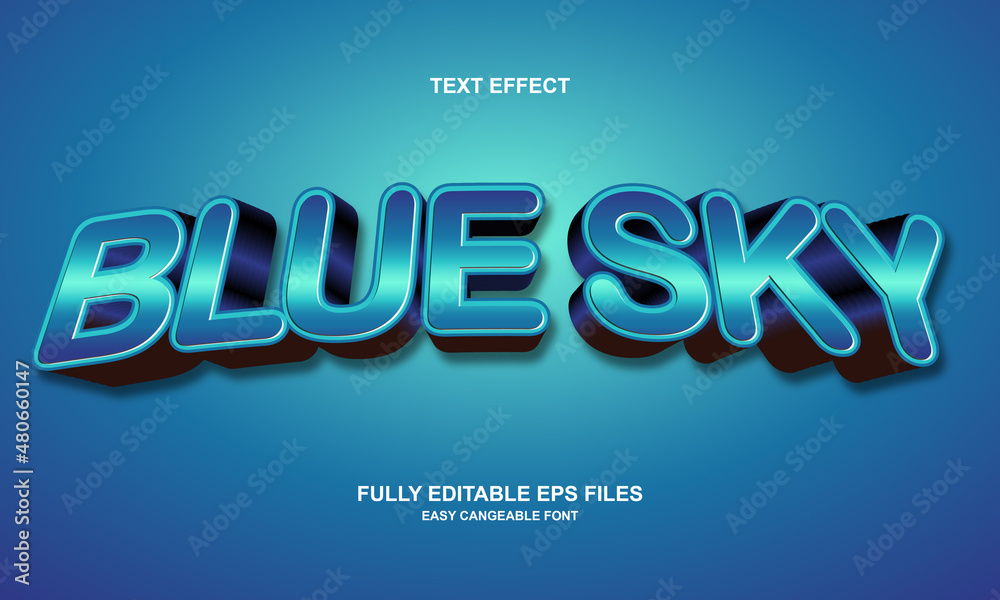 blue sky text effect editable Stock Vector | Adobe Stock