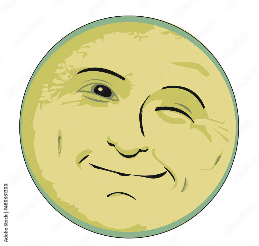 cartoon man in the moon winking Stock Vector | Adobe Stock