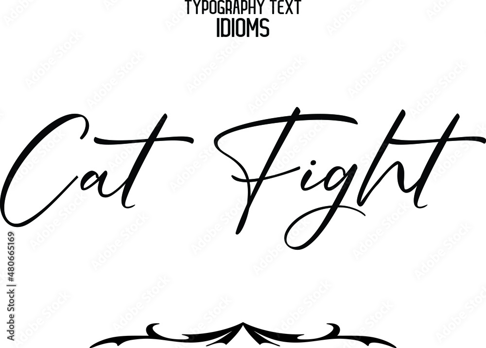 Cat Fight Beautiful Cursive Text Alphabetical idiom Stock Vector ...