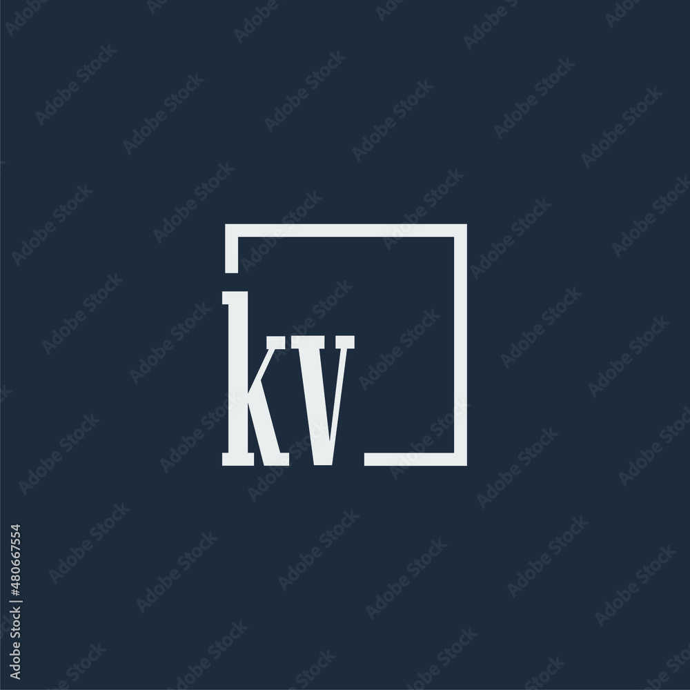 KV initial monogram logo with rectangle style dsign Stock Vector ...