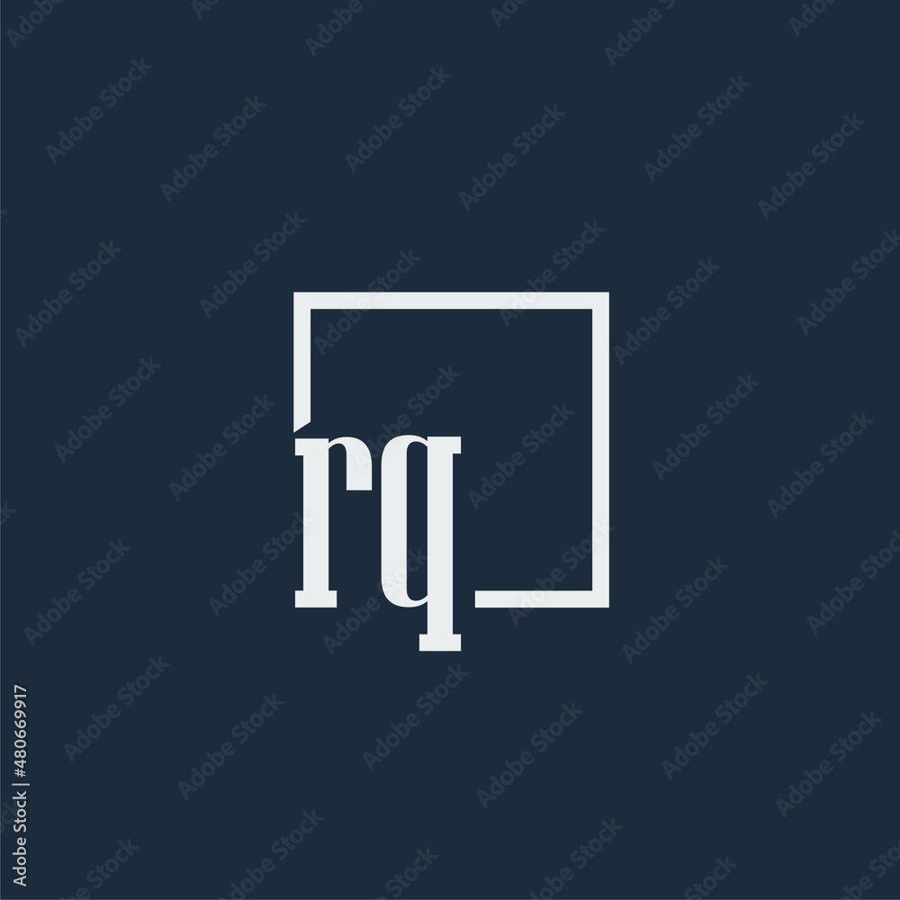 RQ initial monogram logo with rectangle style dsign Stock Vector ...