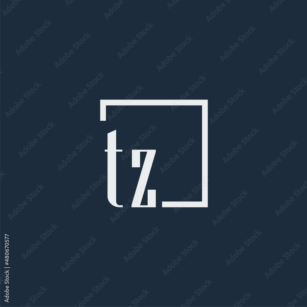 TZ initial monogram logo with rectangle style dsign Stock Vector ...