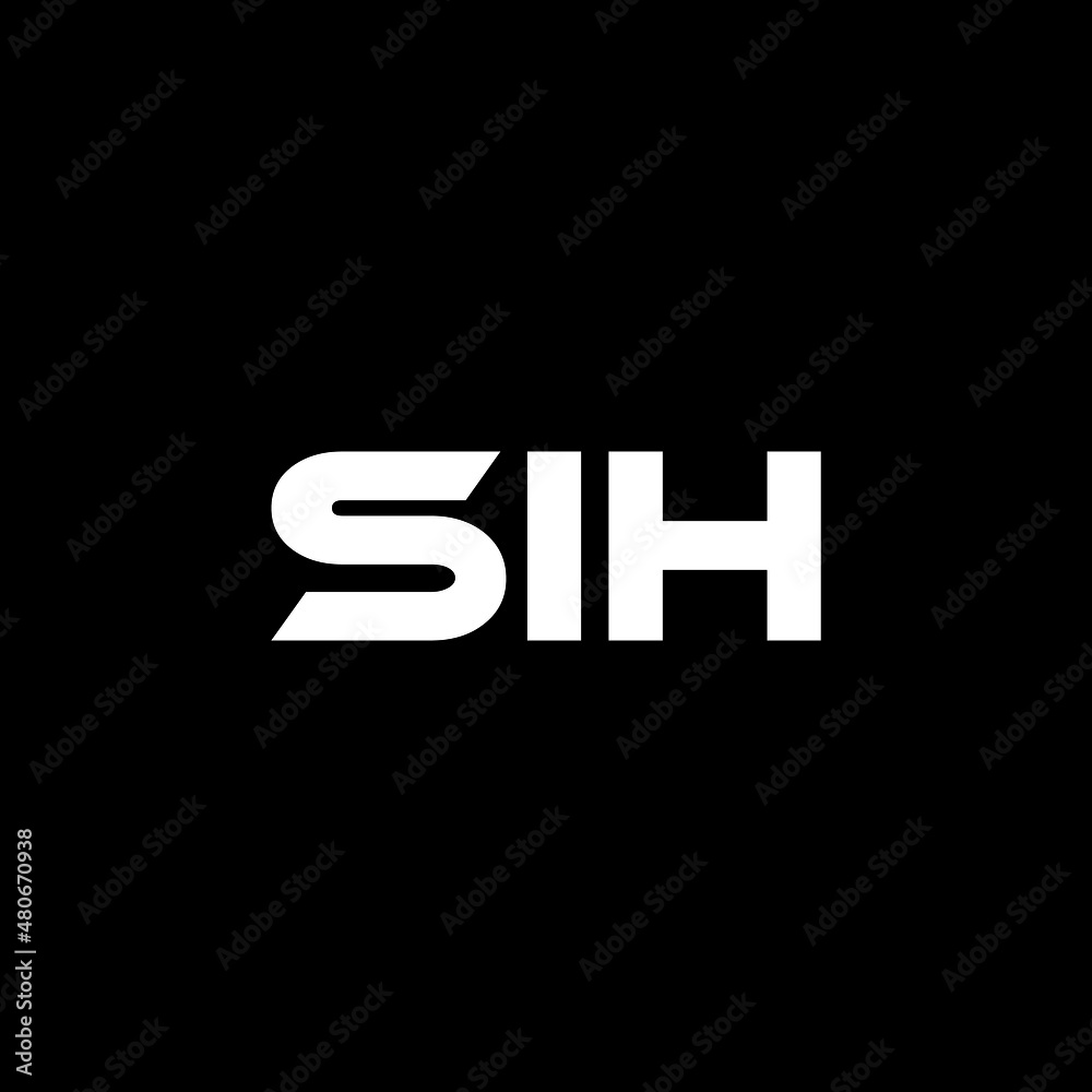 SIH letter logo design with black background in illustrator, vector ...