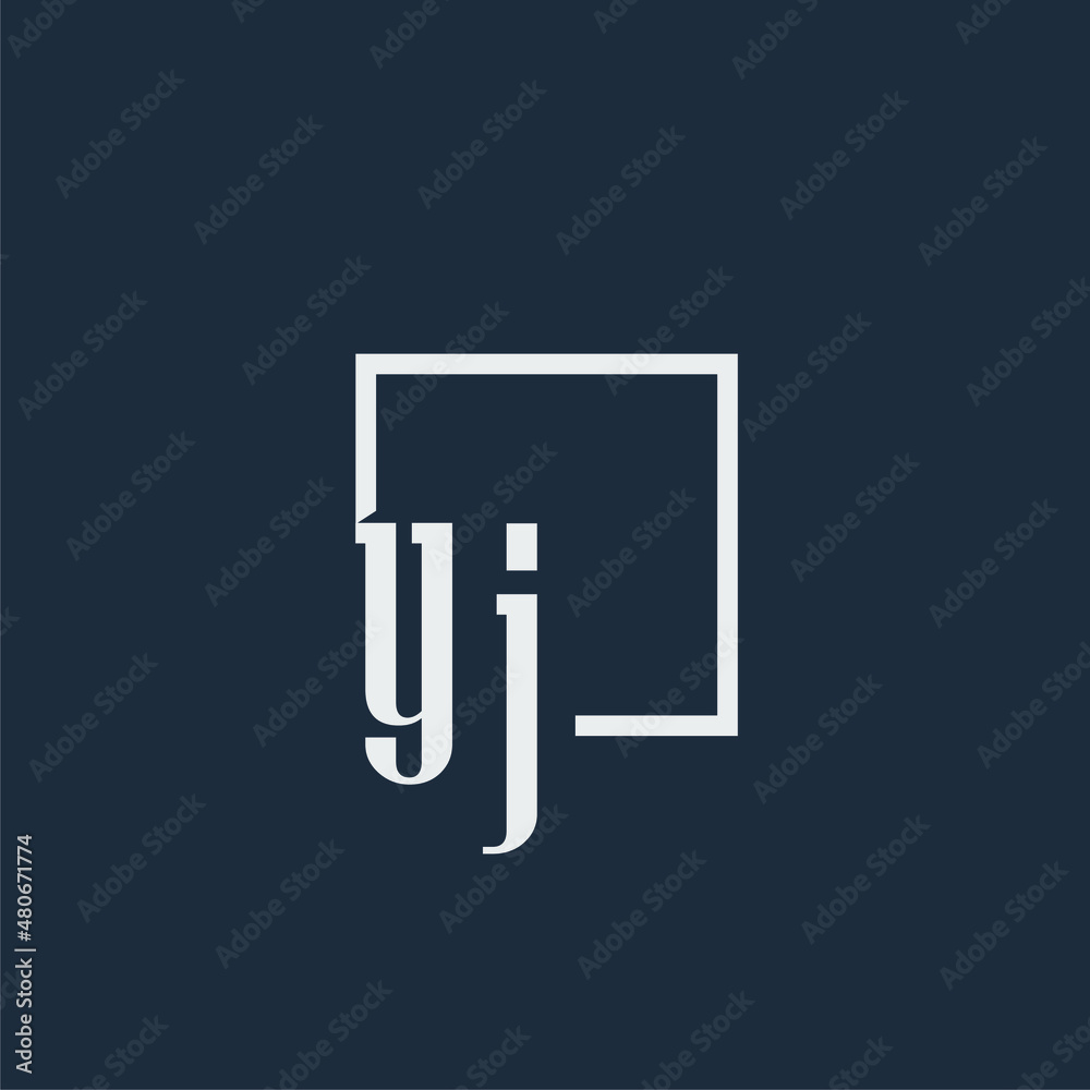 YJ initial monogram logo with rectangle style dsign Stock Vector ...