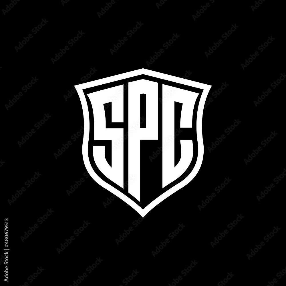 SPC letter logo design with black background in illustrator, vector ...