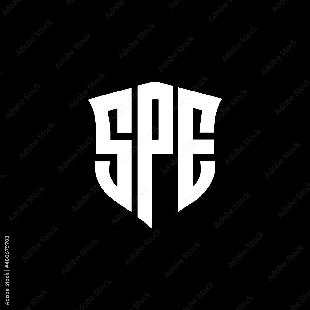 Vecteur Stock SPE letter logo design with black background in ...