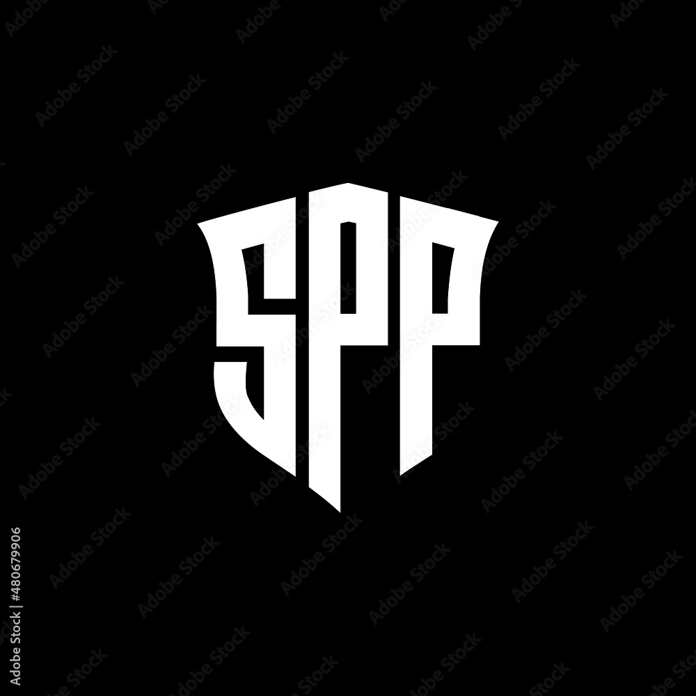 Vecteur Stock SPP letter logo design with black background in ...