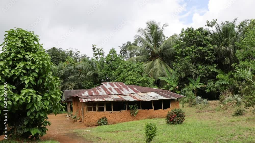 Wideo Stock: Rural bush village mud home Liberia Africa. Villages far ...