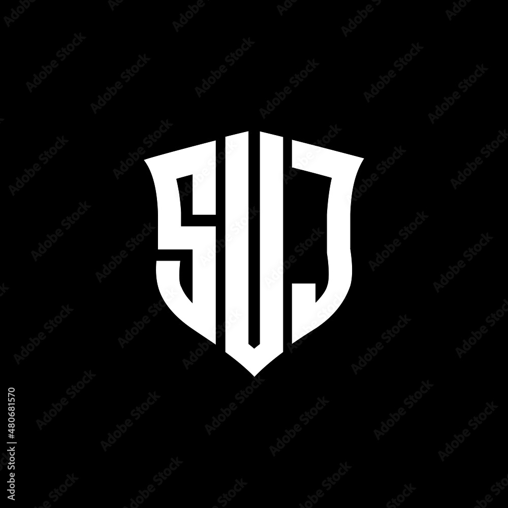 SUJ letter logo design with black background in illustrator, vector ...