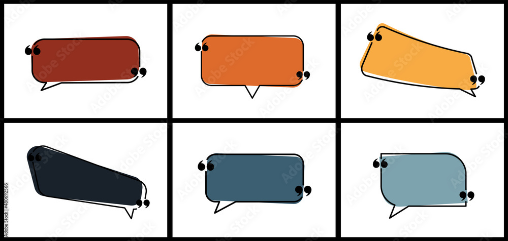 Set of isolated colorful speech bubbles with quotation mark of long ...