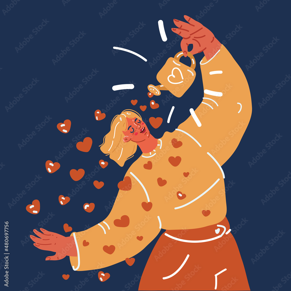 Cartoon vector illustration of Beautiful young womaт is experiencing ...