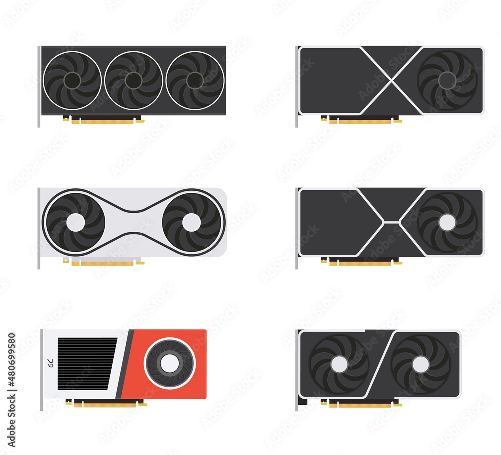Poster Set of Graphics cards (GPU, video card, display card) – Wall Art ...
