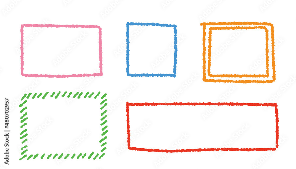 Colorful square frames drawn with crayons. Vector doodle illustration ...