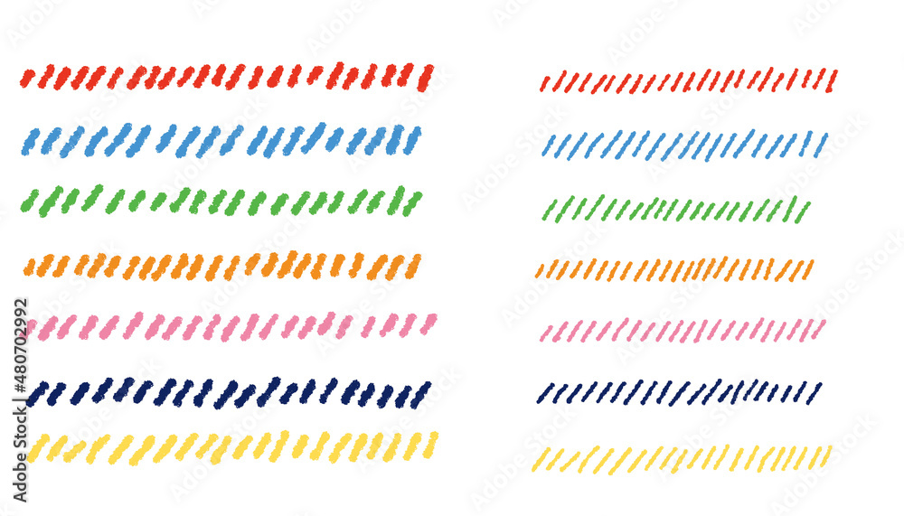 Colorful lines drawn with crayons. Vector brush stroke illustration set ...