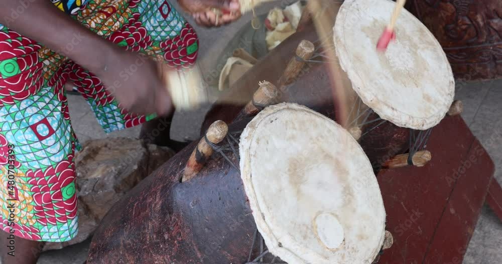 African traditional wood drums Accra Ghana. Traditional cultural music ...
