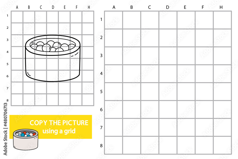 Vector illustration of grid copy picture educational puzzle game with ...