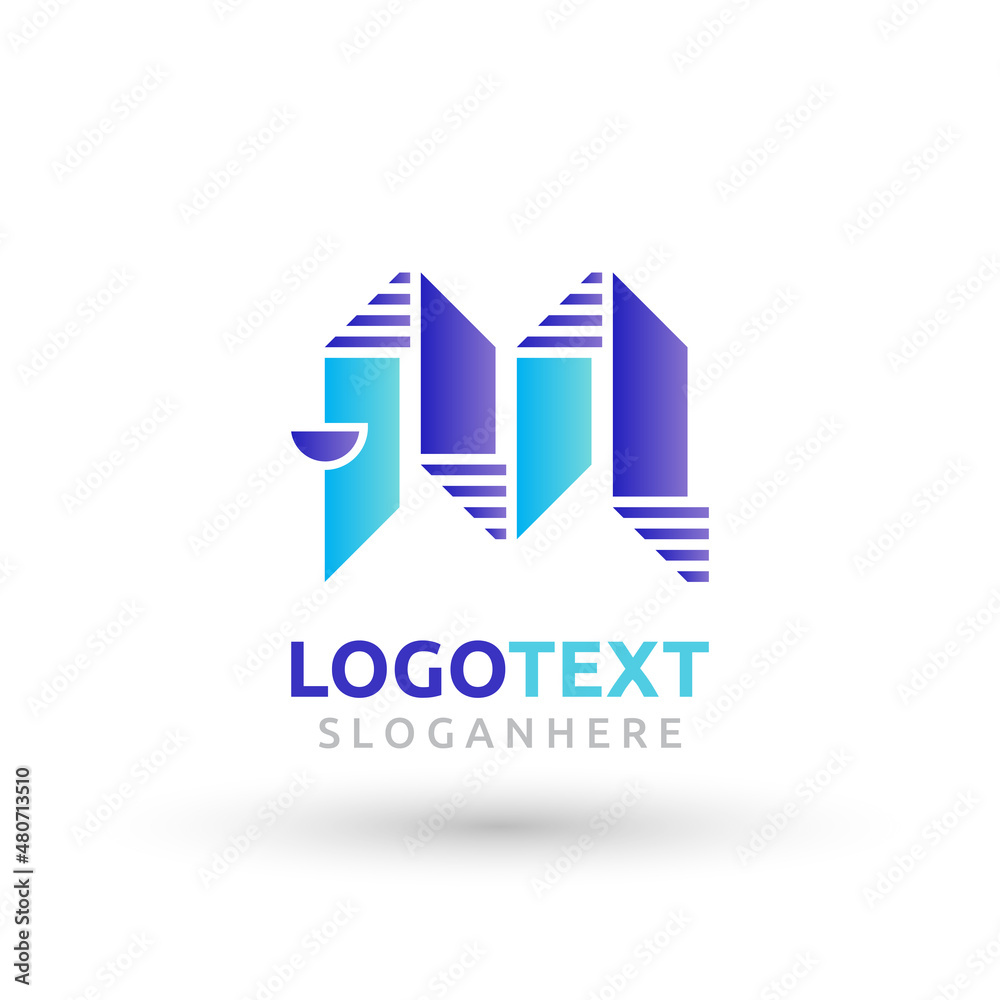 letter M logo. M stroke logo. M blue logo Stock Vector | Adobe Stock