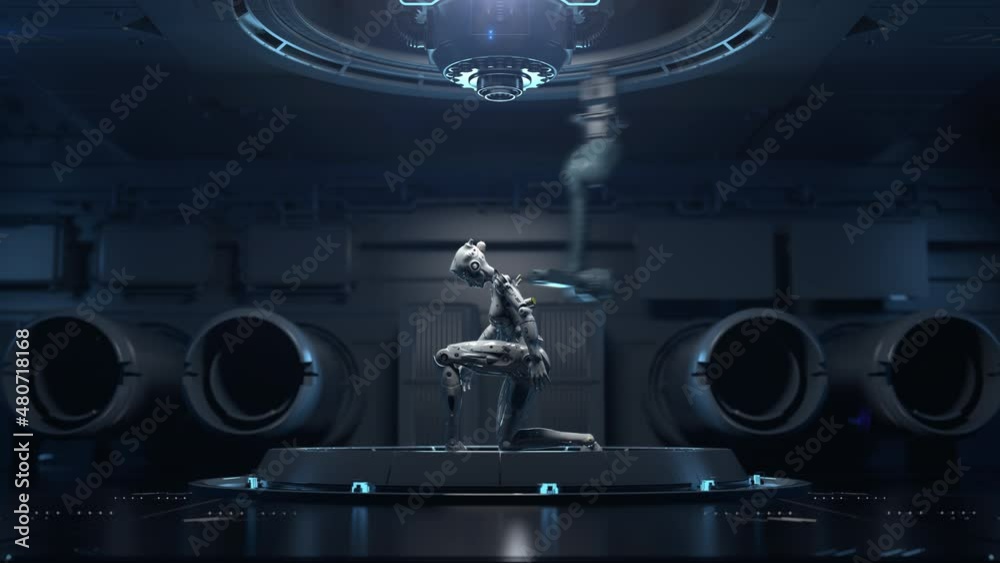 robot manufacturing corporation. conveyor belt animation at a robot ...