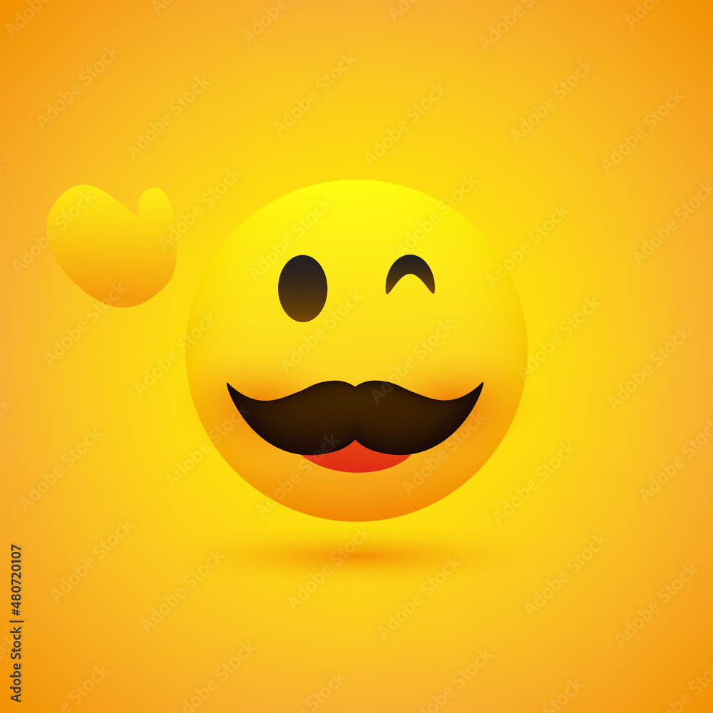 Smiling Emoji - Simple Happy Winking Emoticon with Waving Hand and ...