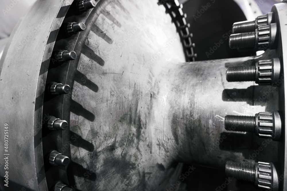 The rotor of a gas turbine compressor with a bolted coupling half Stock ...