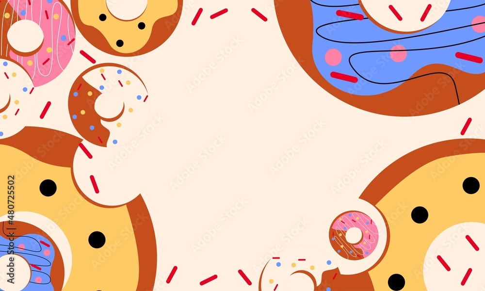 Donuts background. Cute donuts background. Food background and ...